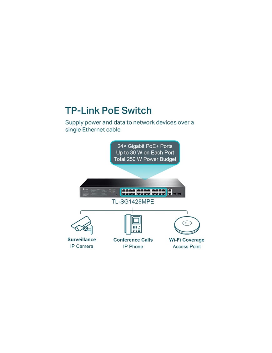 Smart Switch Gigabit TP-Link TL-SG1428PE 28 Ports - 24 Ports POE+ tunisie-sousse